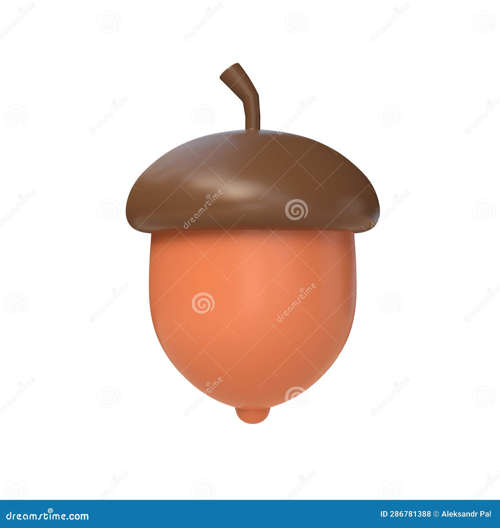 3d Acorn Icon In Cartoon Style Illustration Isolated On White Background 3d Rendering Stock