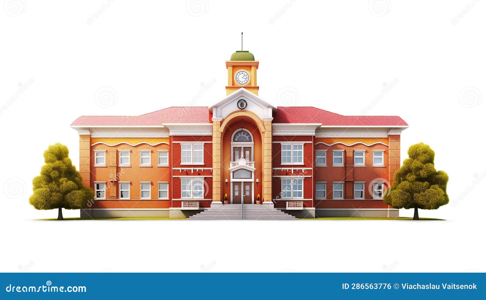 Illustration of a Cartoon Style School Building Stock Illustration ...
