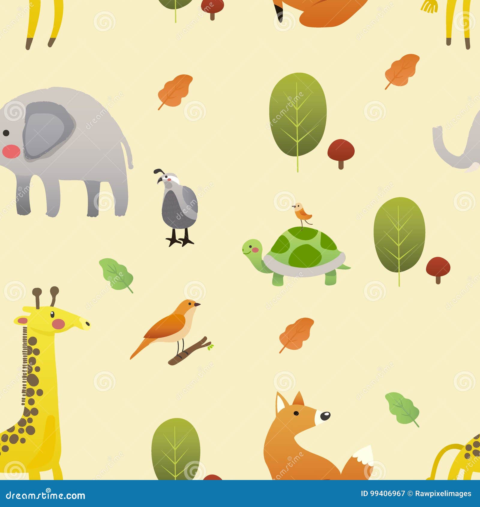 Illustration Cartoon Style of Wildlife, Stock Vector - Illustration of ...