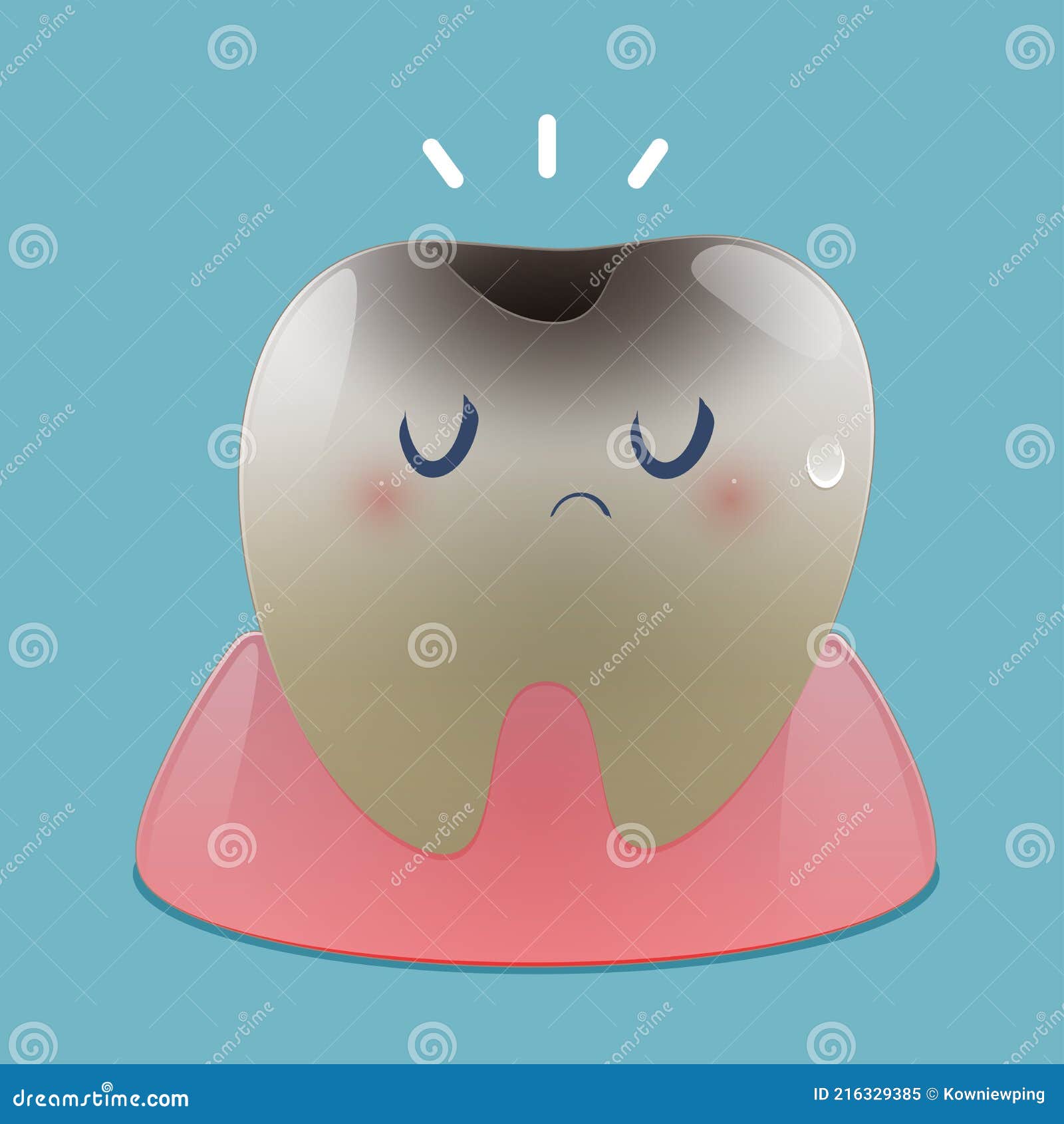 Illustration of Cartoon Tooth Decay on the Blue Background Stock Vector ...