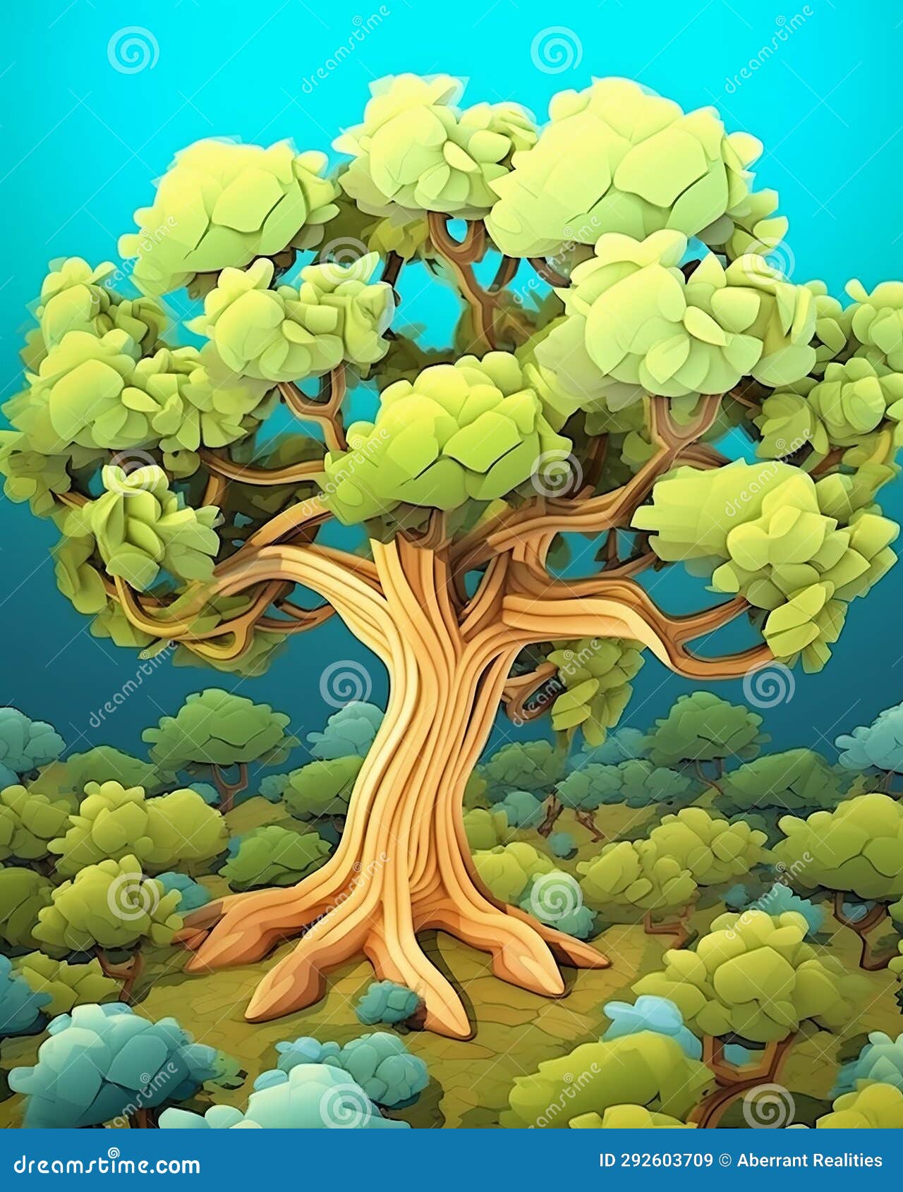 An Illustration of a Cartoon Tree in the Forest Stock Illustration ...