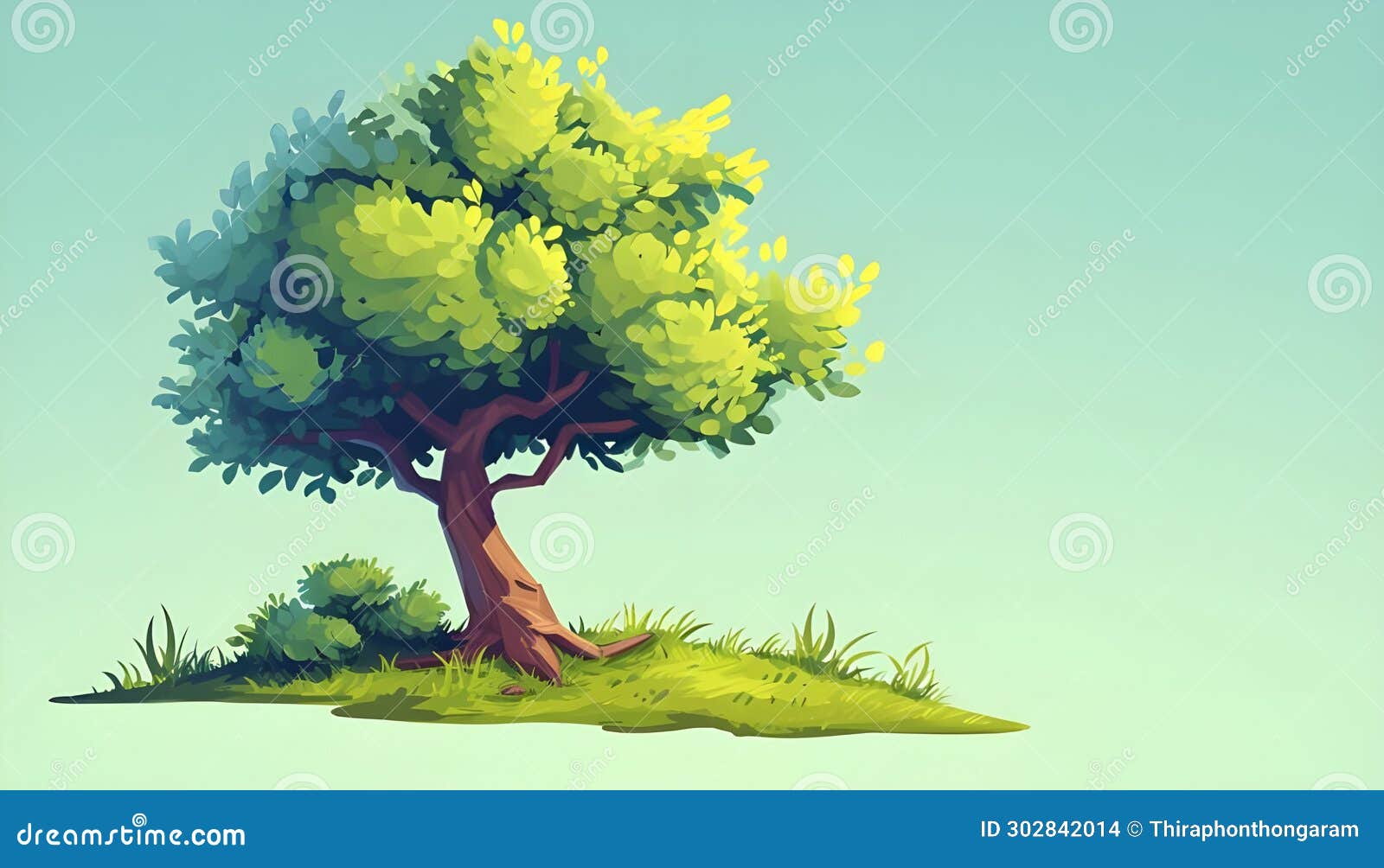 Tree on a patch of grass stock illustration. Illustration of park ...