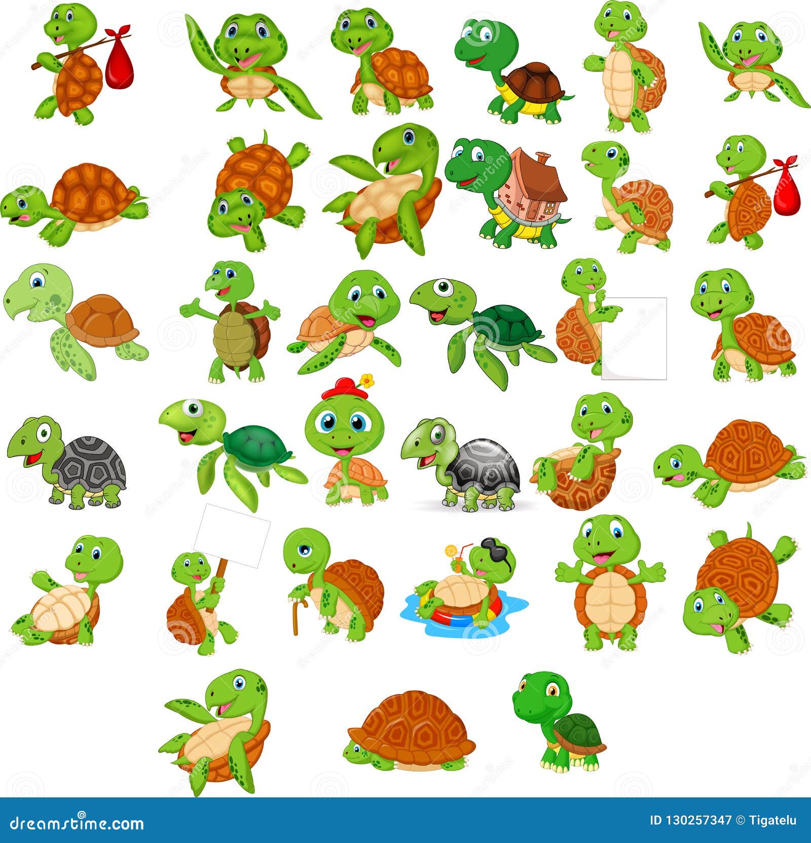 Cartoon Turtle Collection Set Stock Vector - Illustration of cartoon ...