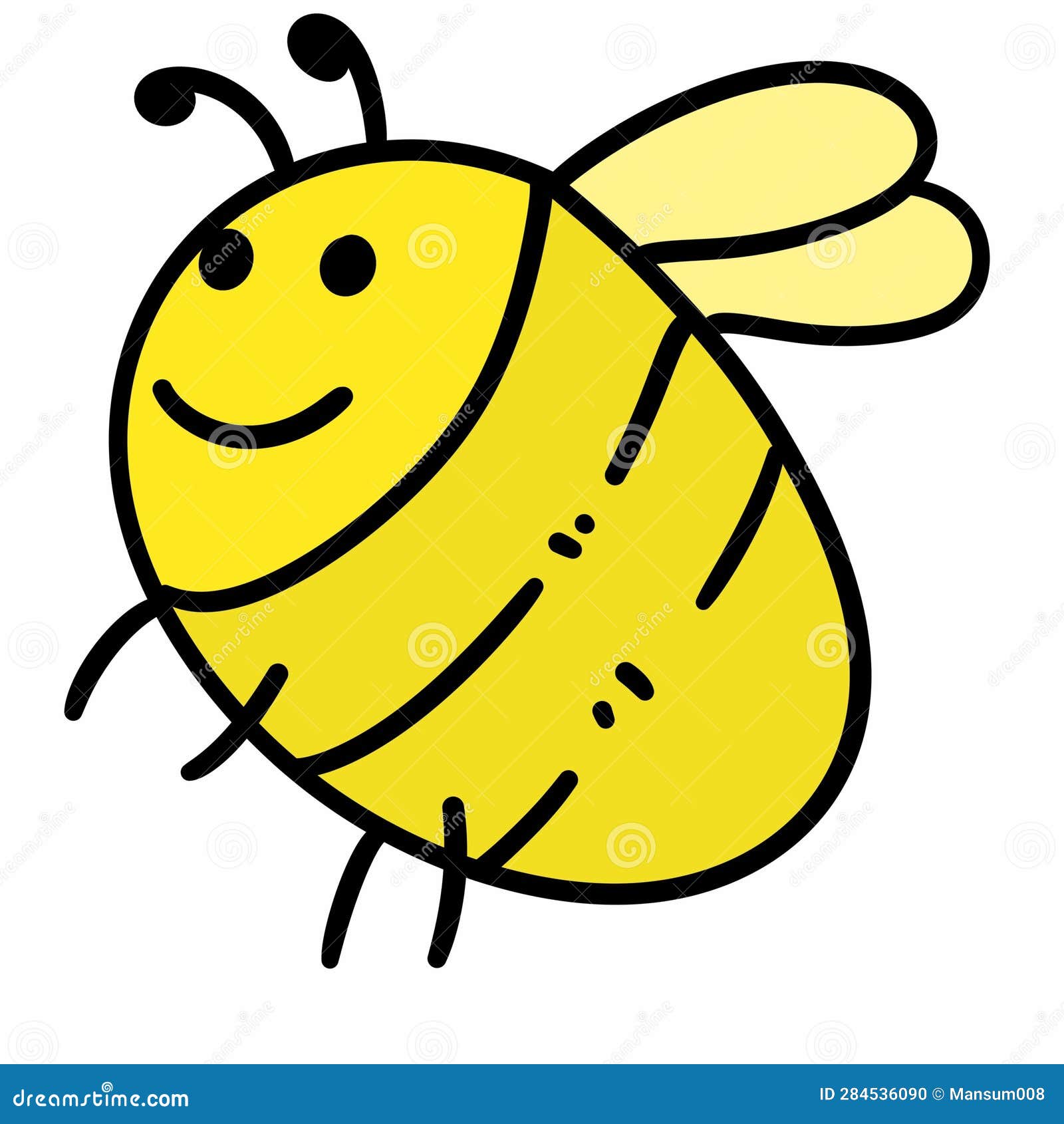 Illustration of Cartoon Yellow Bee Stock Illustration - Illustration of ...