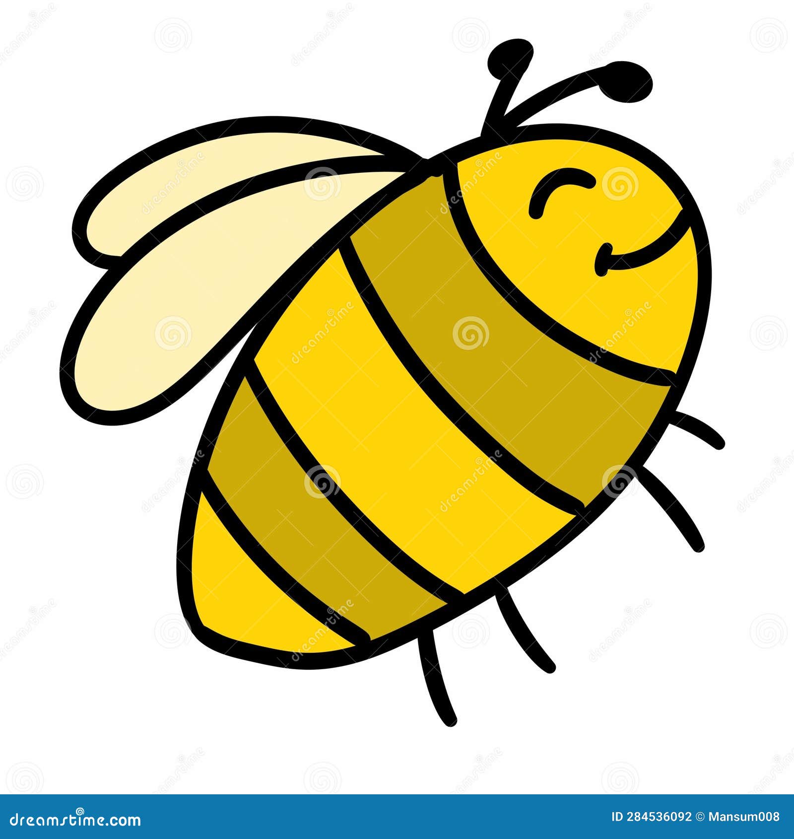 Illustration of Cartoon Yellow Bee Stock Illustration - Illustration of ...
