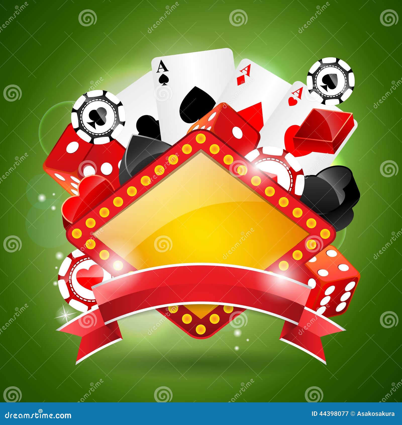 Illustration on a Casino Theme with Ribbon. Stock Vector - Illustration ...