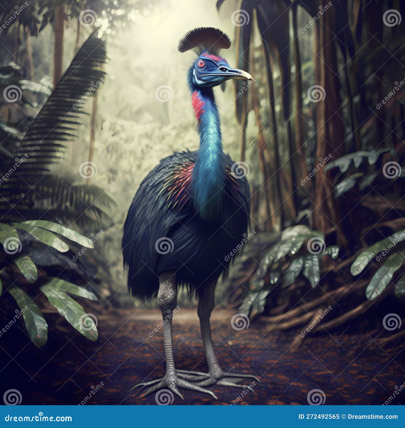 Cassowary Full Body at Rainforest. Generative AI Stock Illustration ...