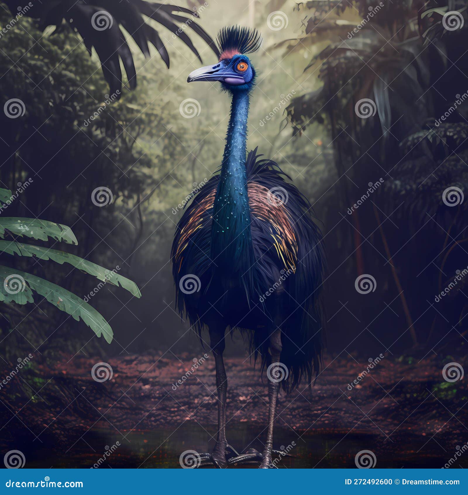 Cassowary Full Body at Rainforest. Generative AI Stock Illustration ...