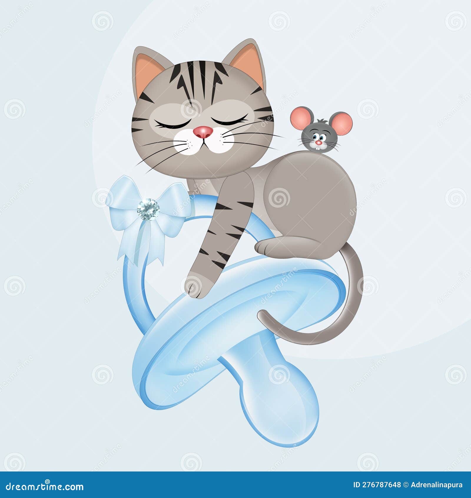Illustration of Cat on Blue Pacifier Stock Illustration - Illustration ...
