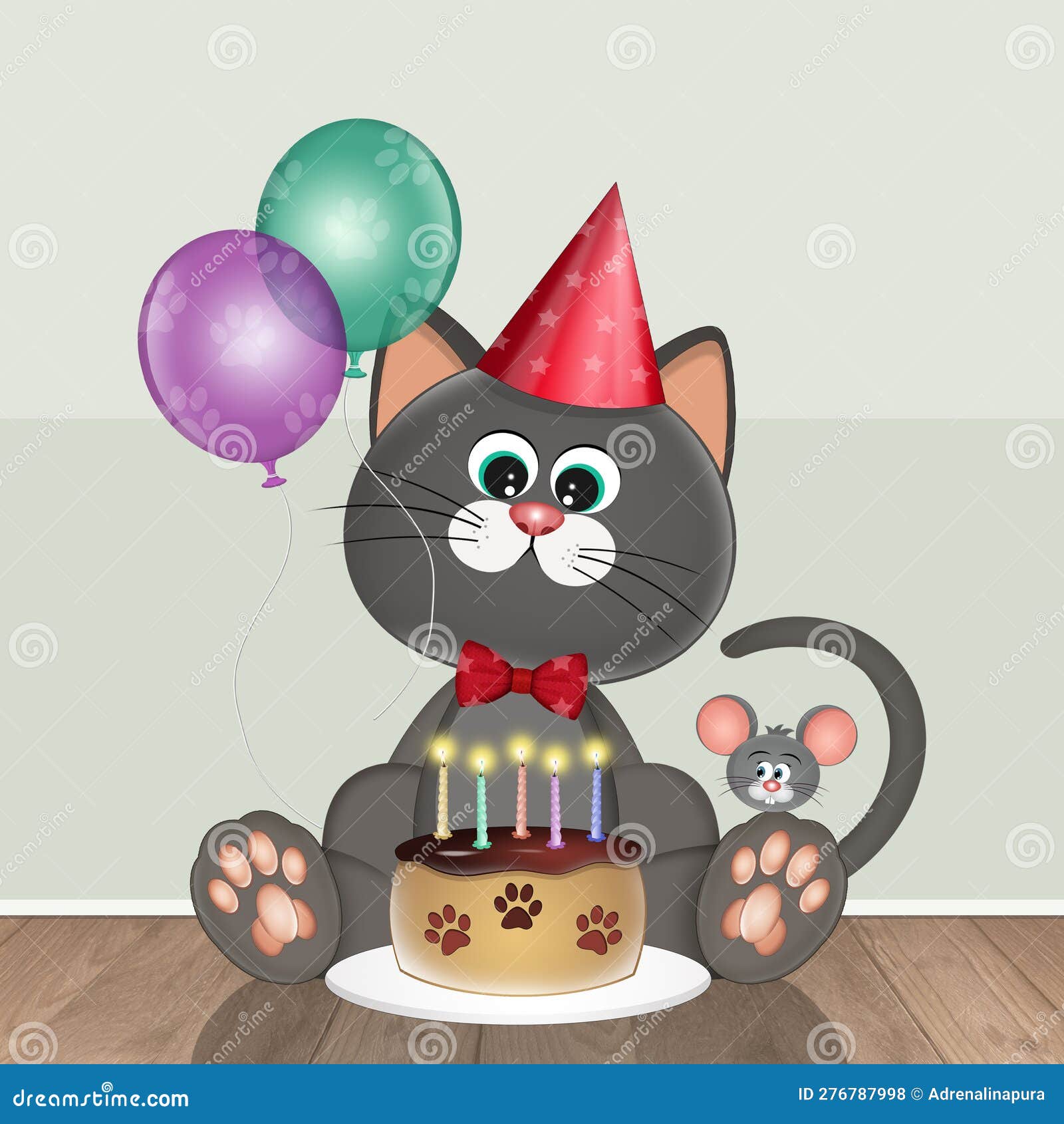 Illustration of Cat Celebrating Birthday Stock Illustration ...