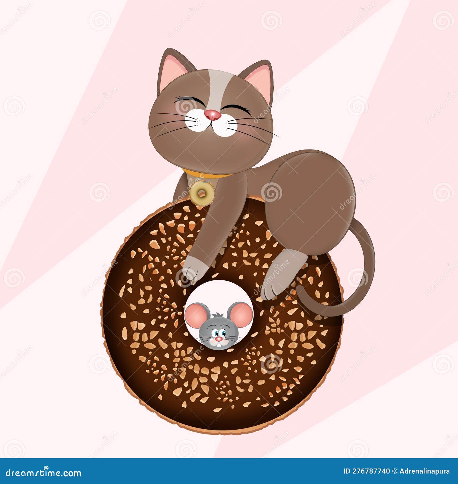 Illustration of Cat on Donut Stock Illustration - Illustration of purr ...