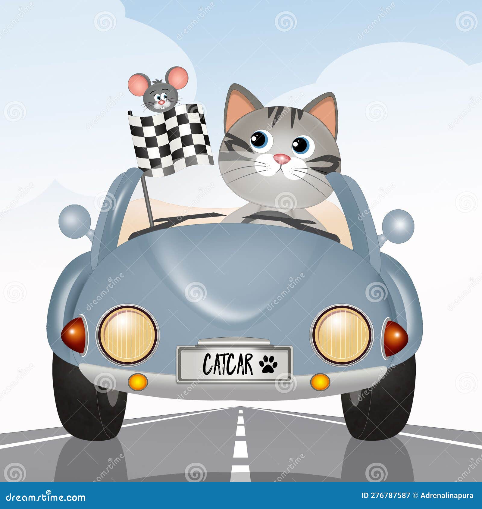 Illustration of Cat Driving the Car Stock Image - Image of adorable ...