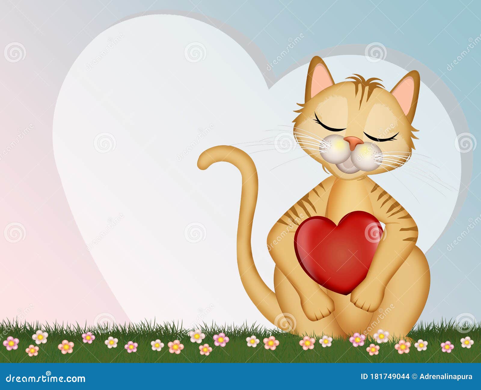 Illustration of Cat with Heart Stock Illustration - Illustration of ...