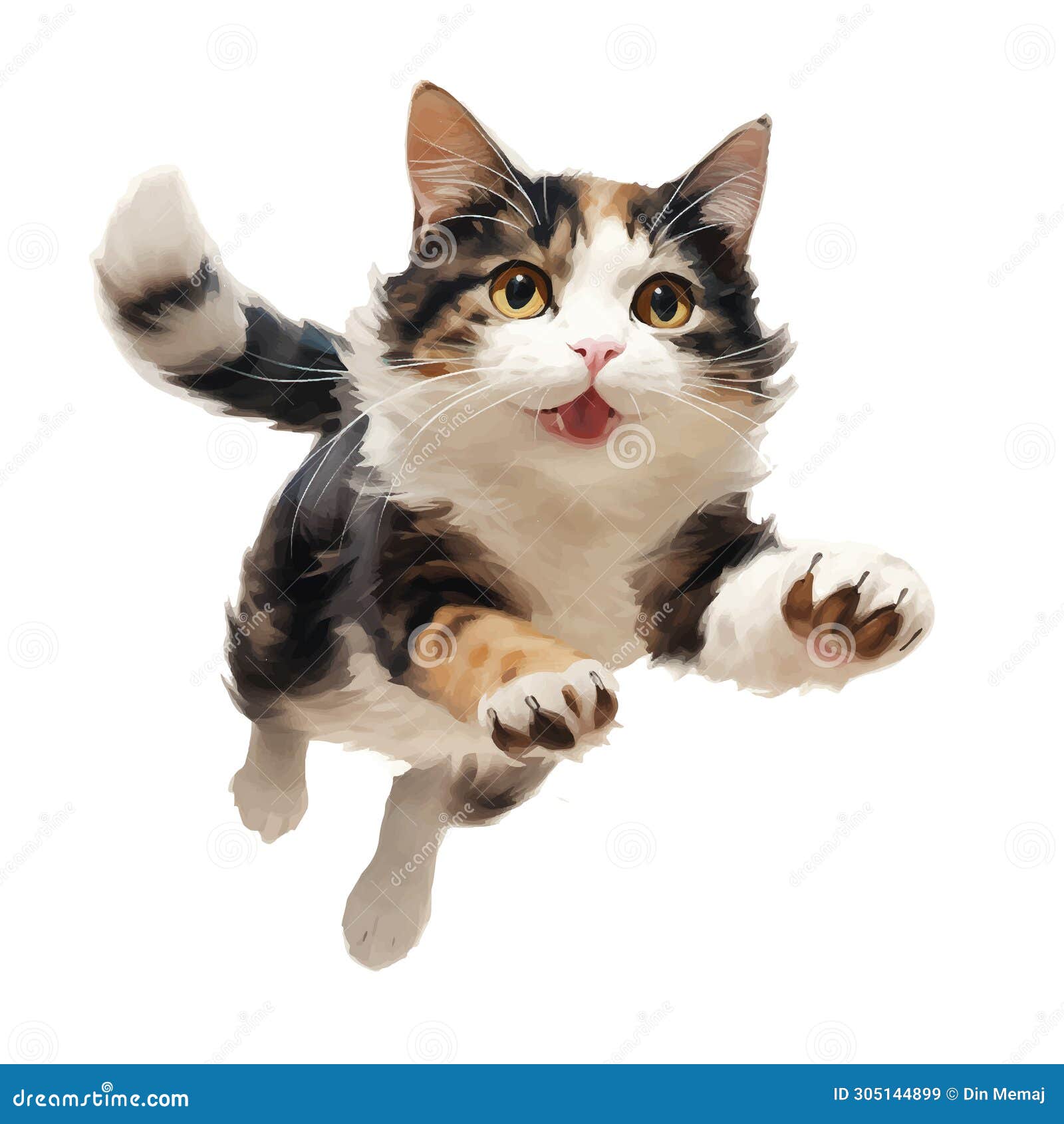 An Illustration of a Cat Jumping Stock Illustration - Illustration of ...