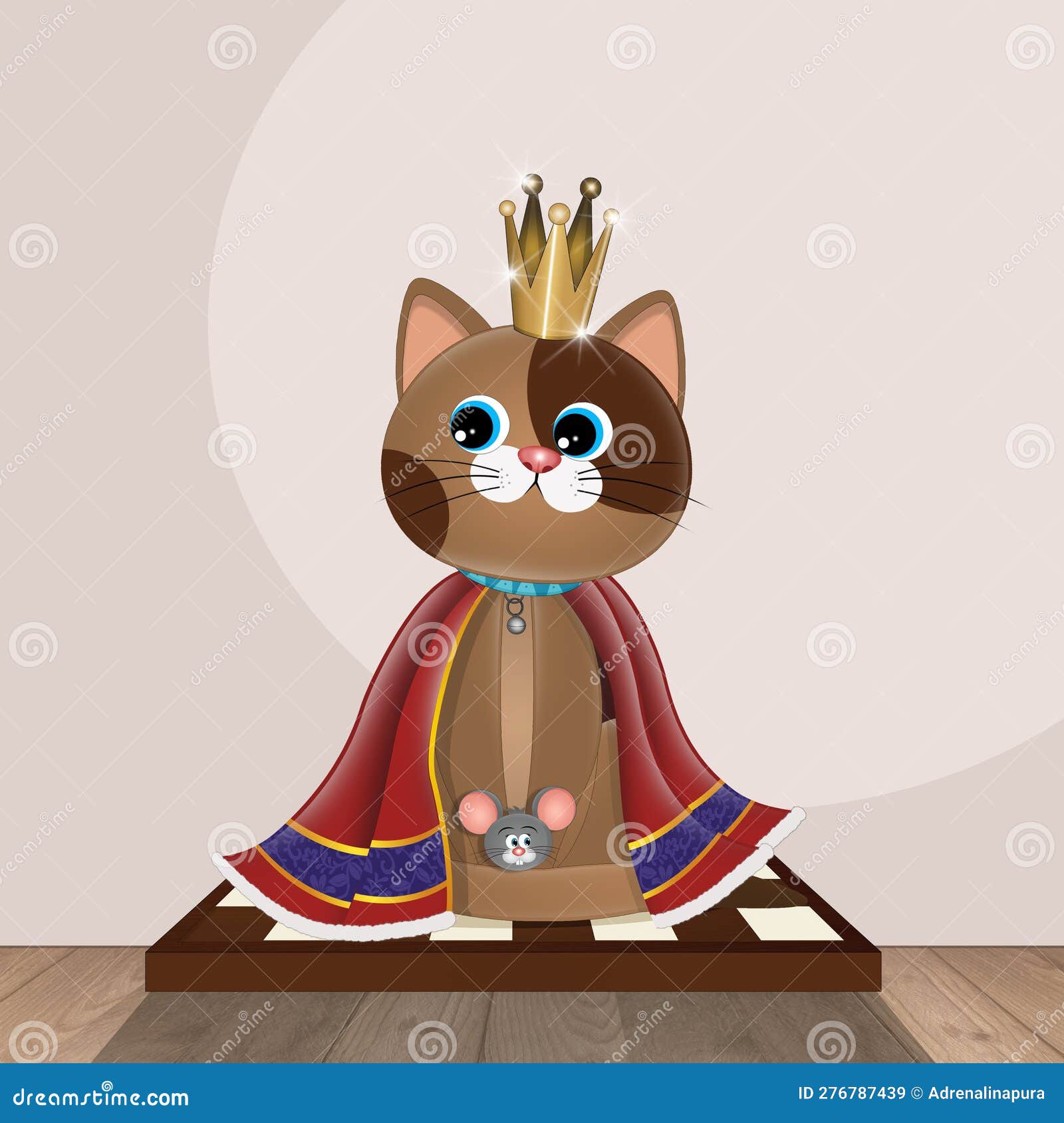 Illustration of the Cat King on the Chessboard Stock Illustration ...
