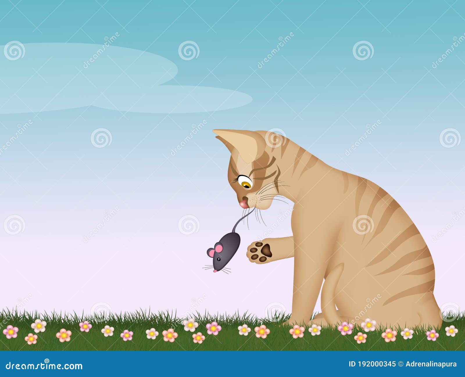 Illustration of Cat with Mouse Stock Illustration - Illustration of ...