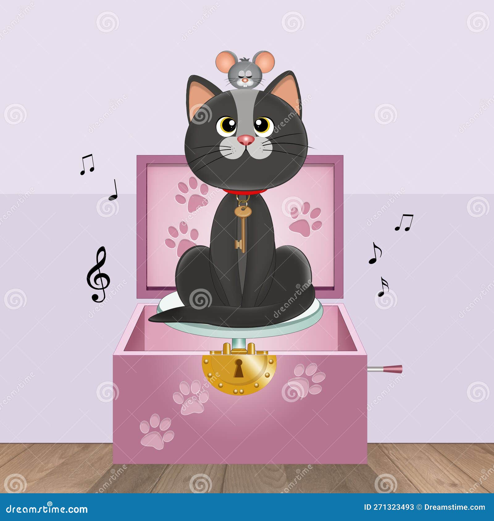 Illustration of the Cat in the Music Box Stock Illustration ...