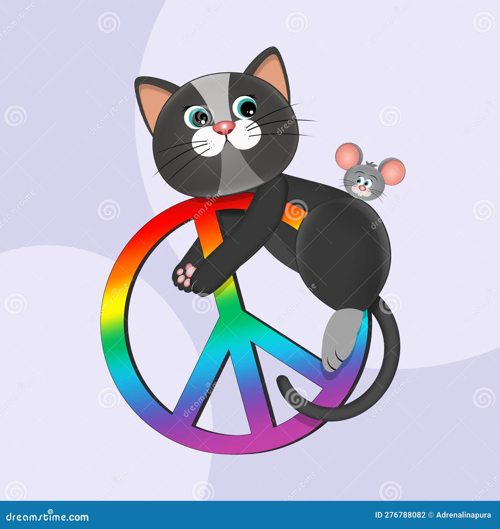 Illustration of Cat on Peace Symbol Stock Illustration - Illustration ...