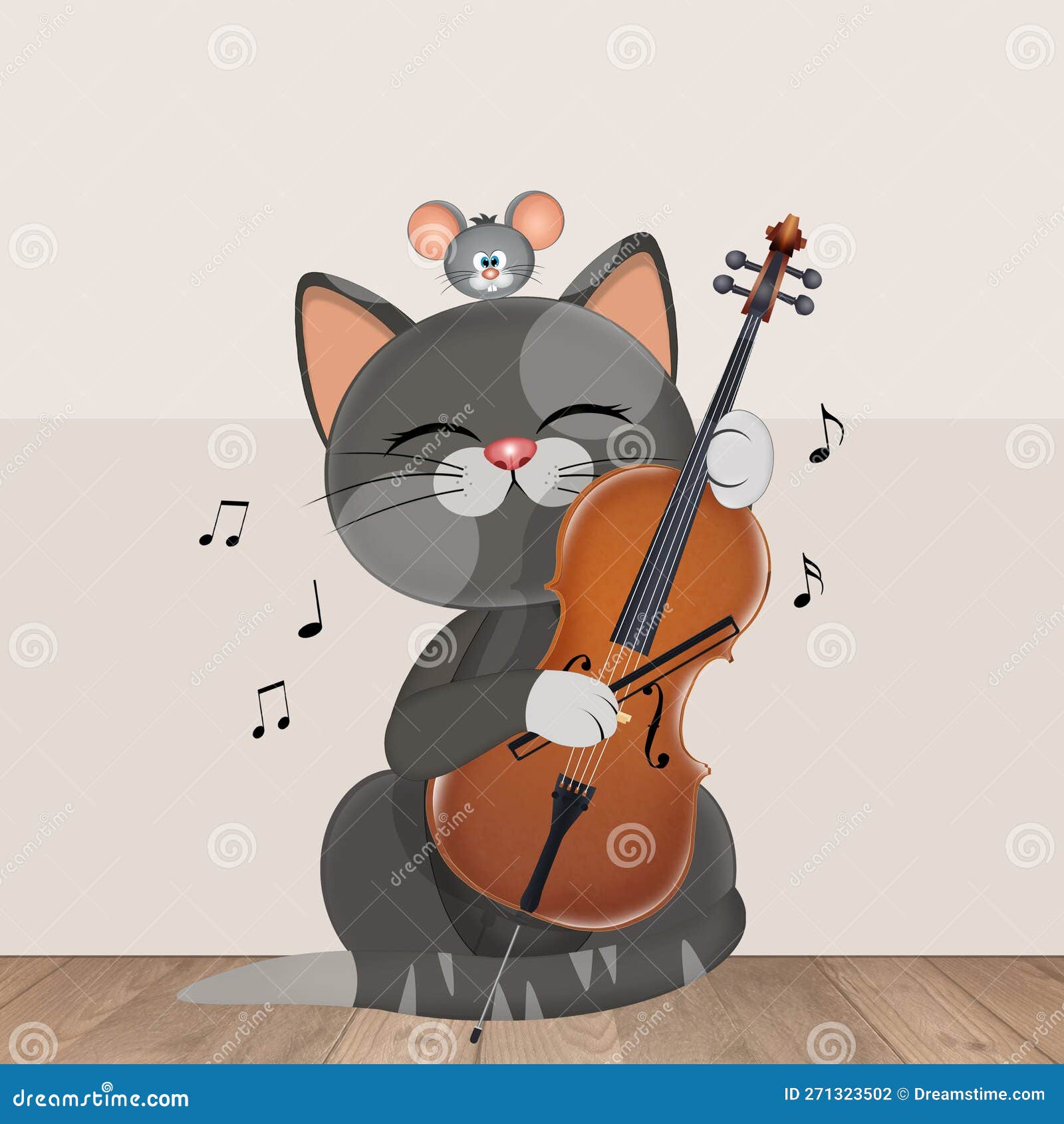 Illustration of Cat Playing the Cello Stock Illustration - Illustration ...