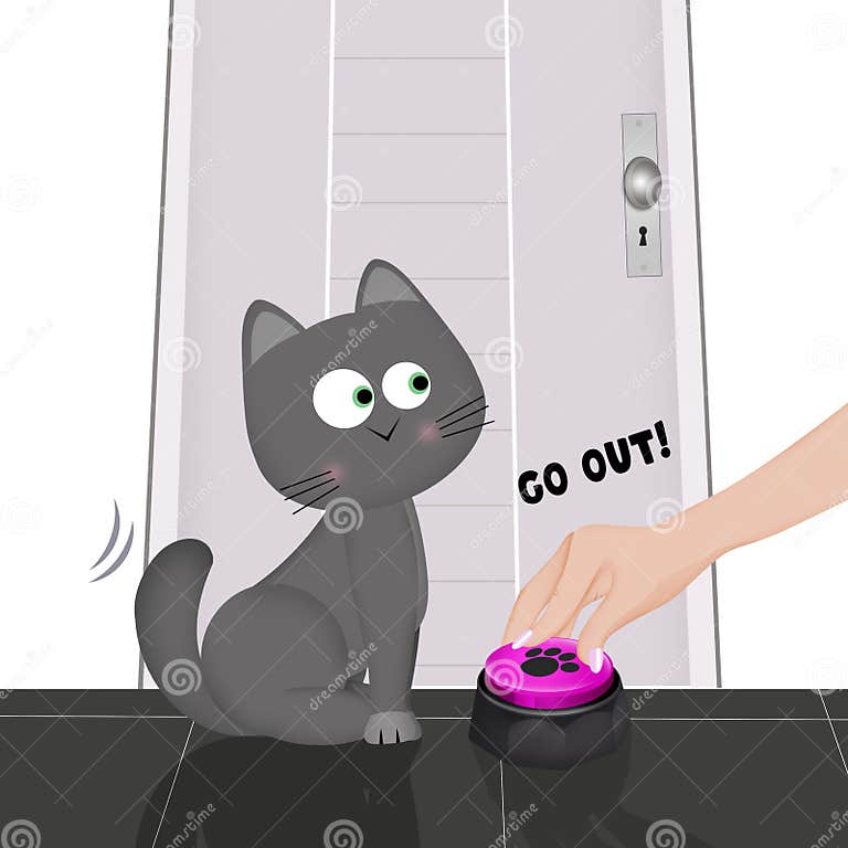 Illustration of Cat Pressing the Exit Button Stock Illustration ...