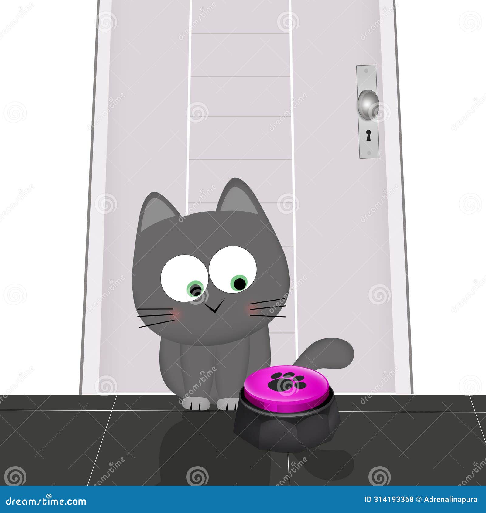 Illustration of Cat Pressing the Exit Button Stock Illustration ...