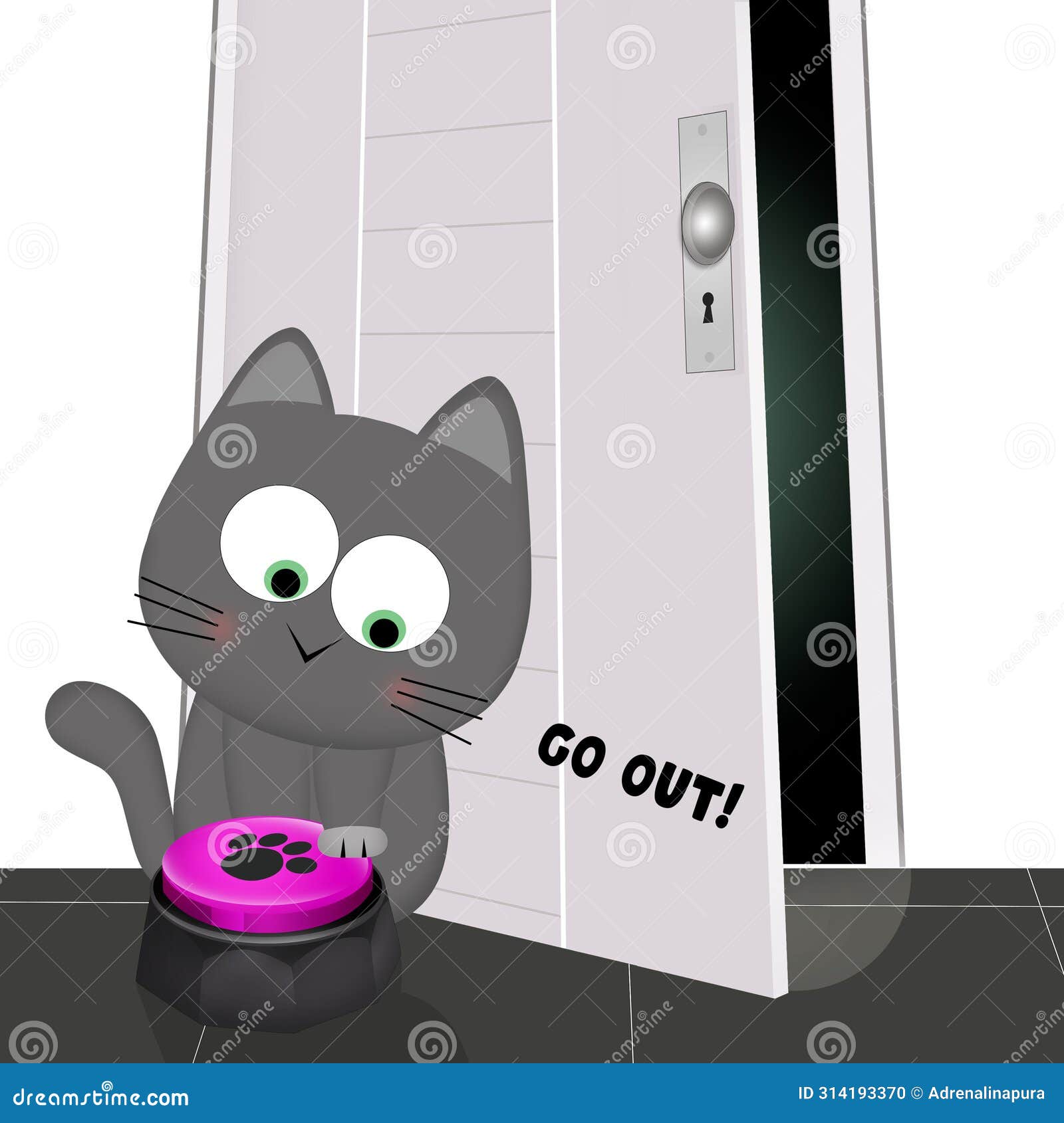 Illustration of Cat Pressing the Exit Button Stock Illustration ...