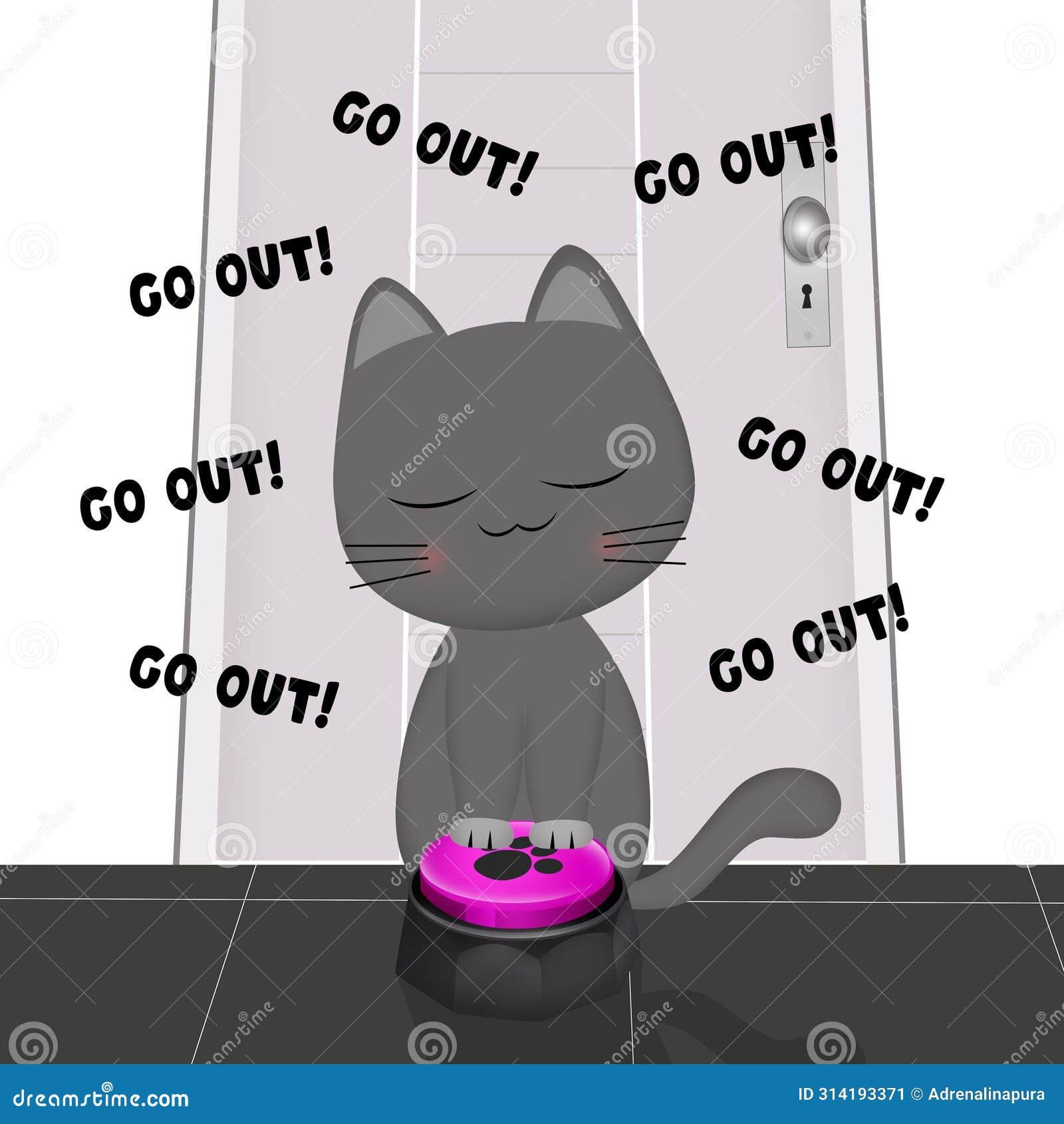 Illustration of Cat Pressing the Exit Button Stock Illustration ...