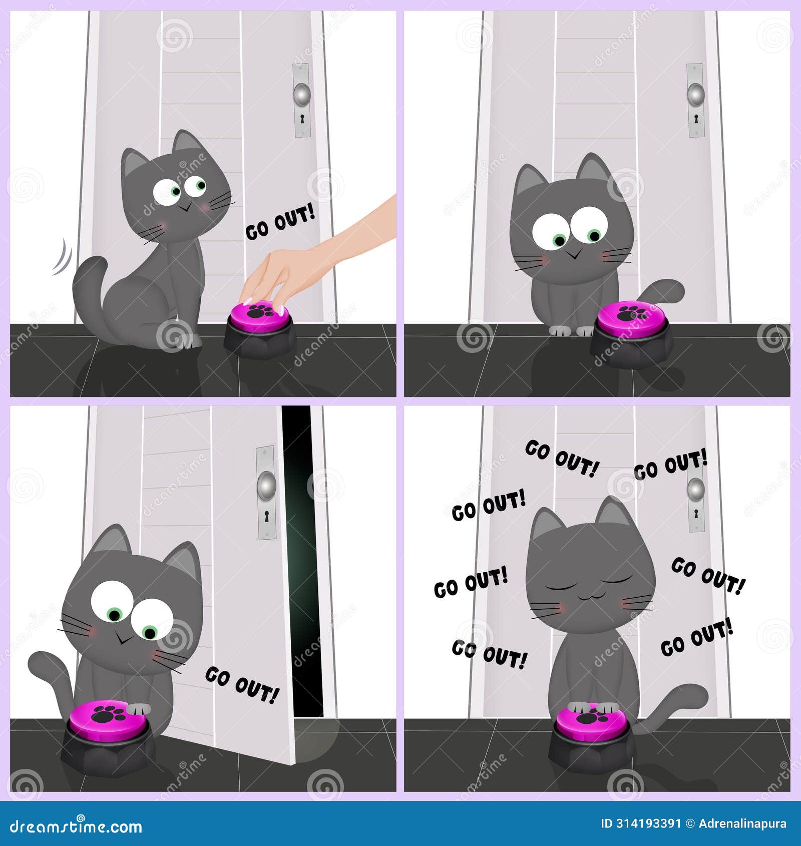 Cat Pressing the Exit Button Cartoon Stock Illustration - Illustration ...