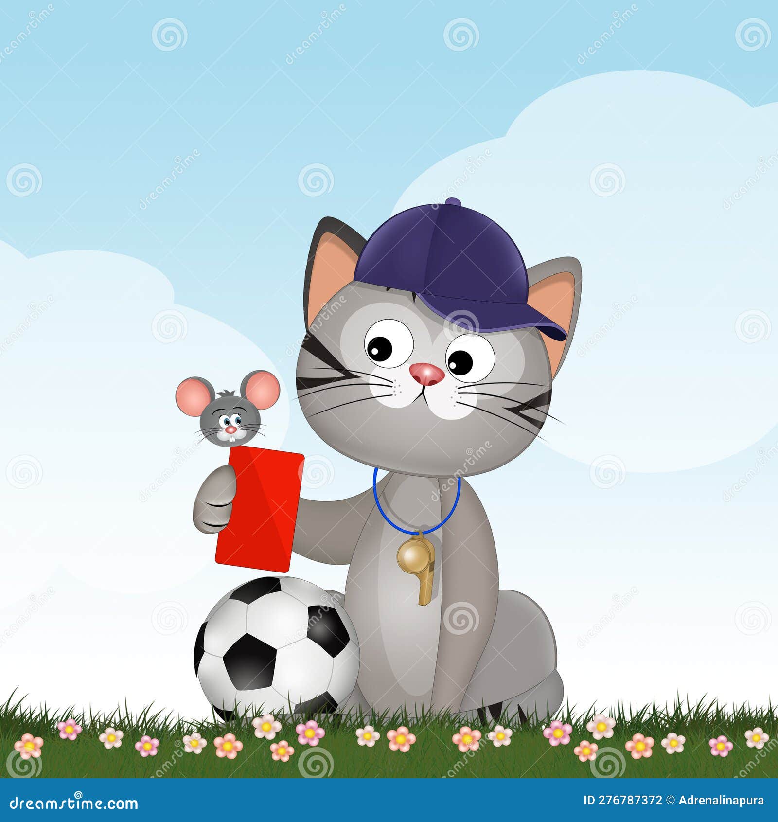 Illustration of Cat Referee Soccer Player Stock Illustration ...
