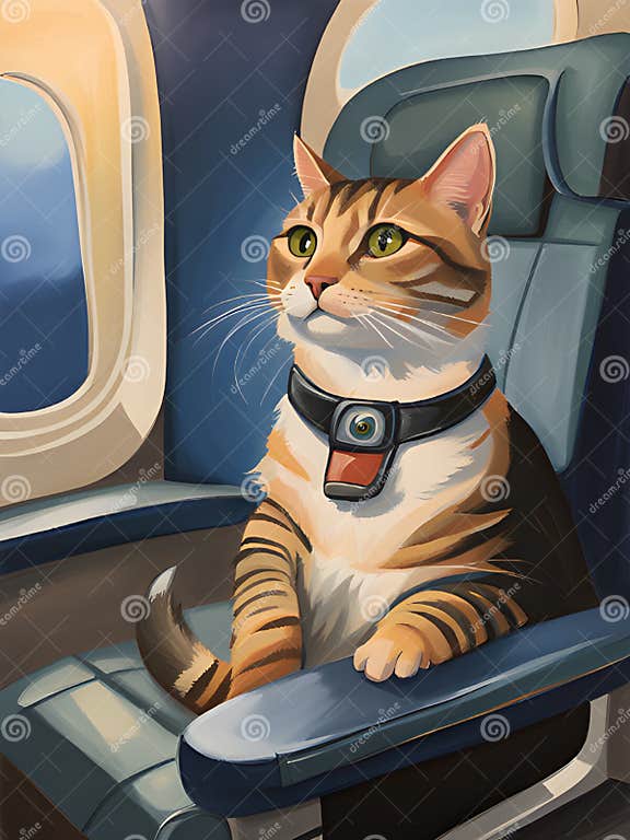 Illustration of a Cat Sitting in a Plane Stock Illustration ...