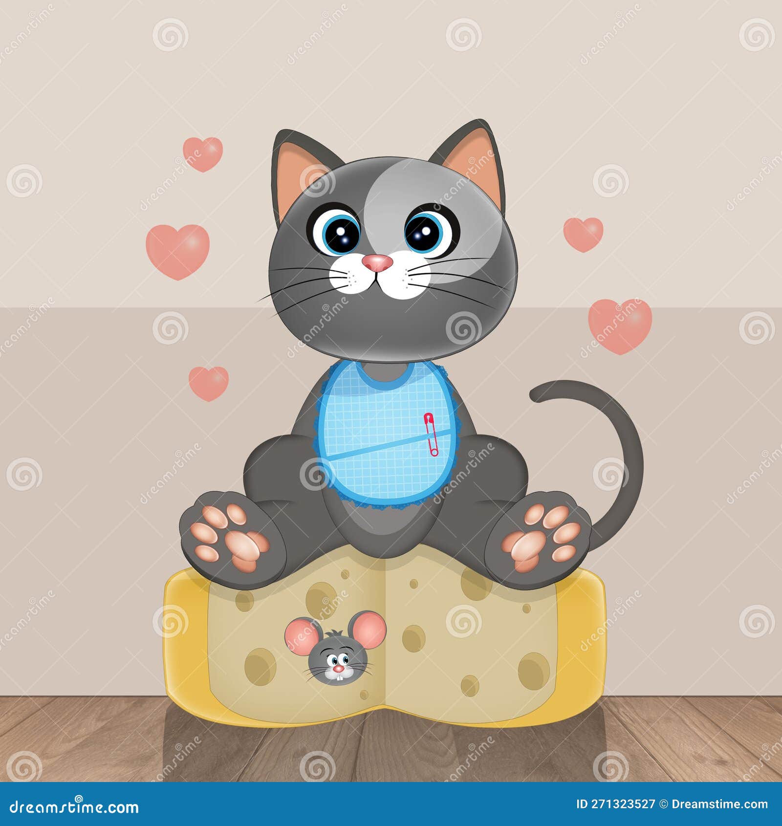 Illustration of Cat on Slice of Cheese Stock Illustration ...