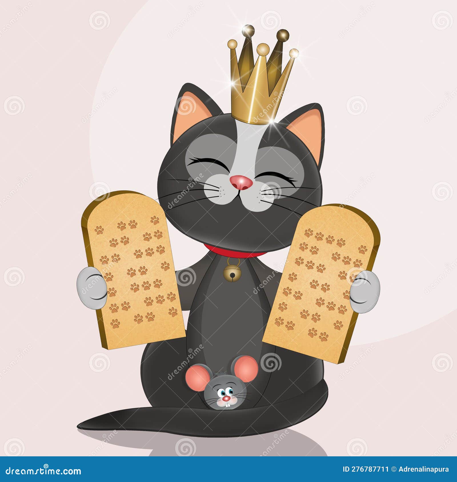 The Cat with the Ten Commandments Stock Illustration - Illustration of ...