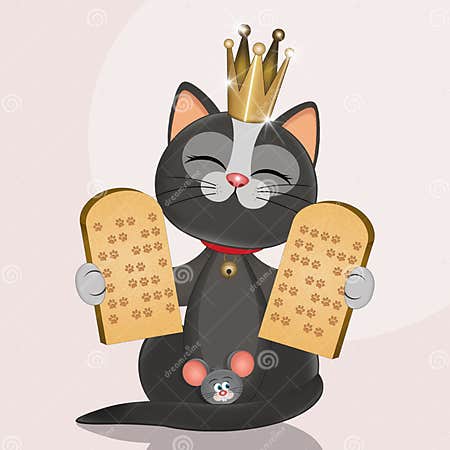The Cat with the Ten Commandments Stock Illustration - Illustration of ...