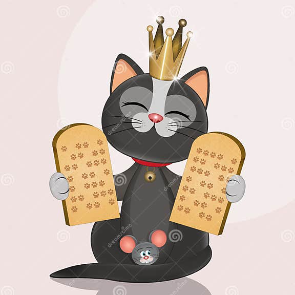 The Cat with the Ten Commandments Stock Illustration - Illustration of ...