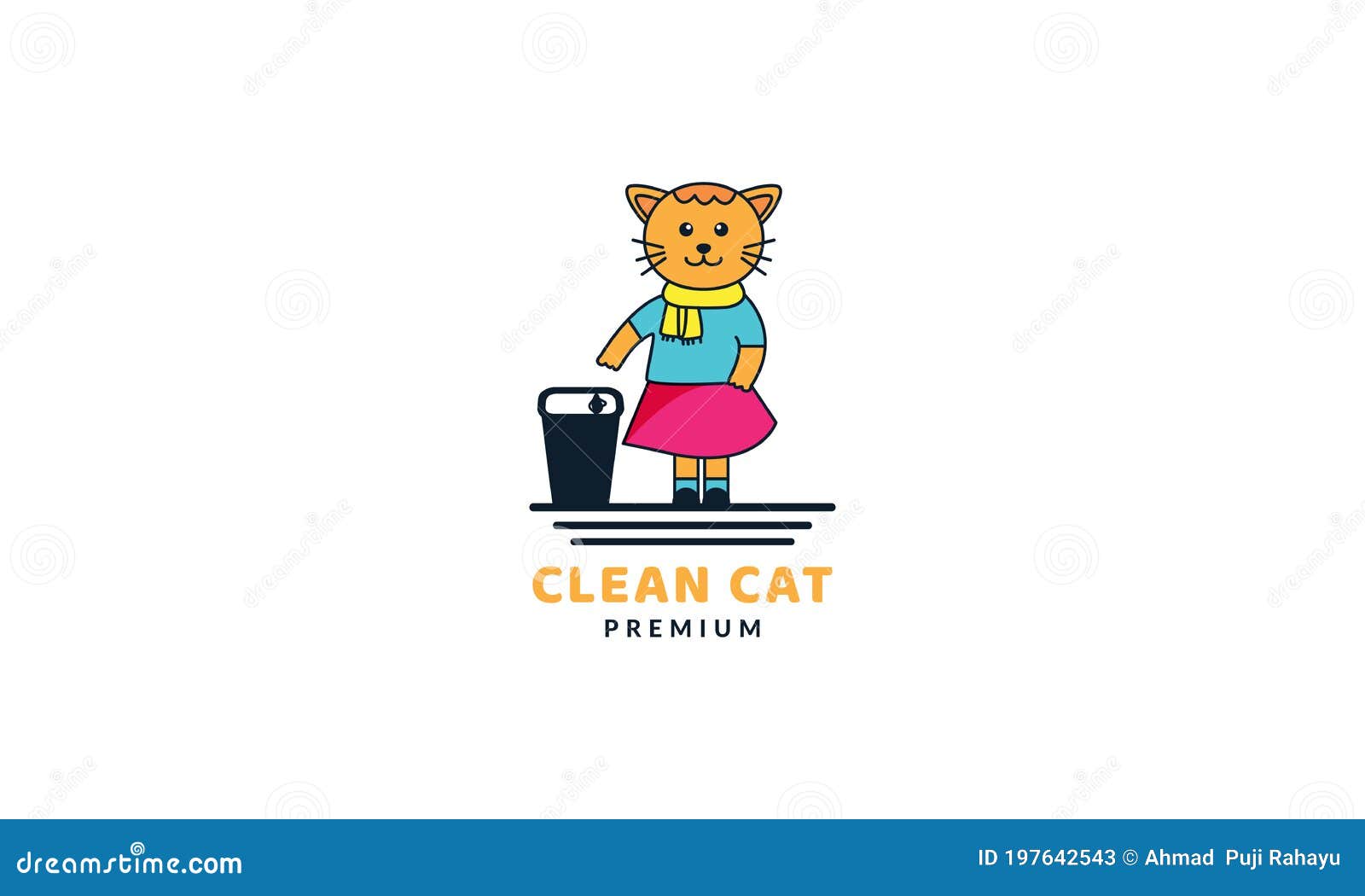 Illustration Cat Throw Garbage Logo Stock Vector - Illustration of ...