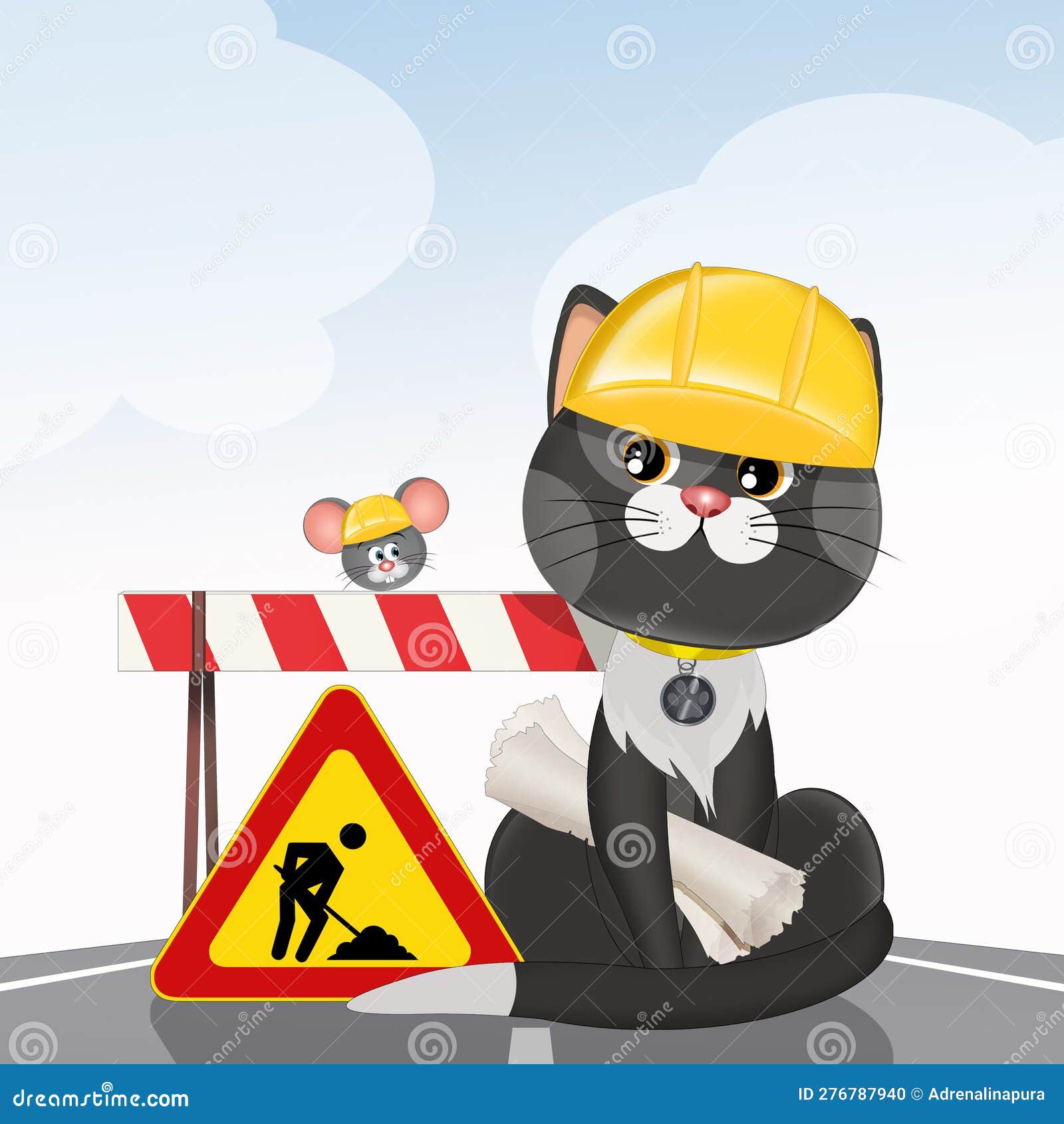 Illustration of Cat Work in Progress Stock Illustration - Illustration ...