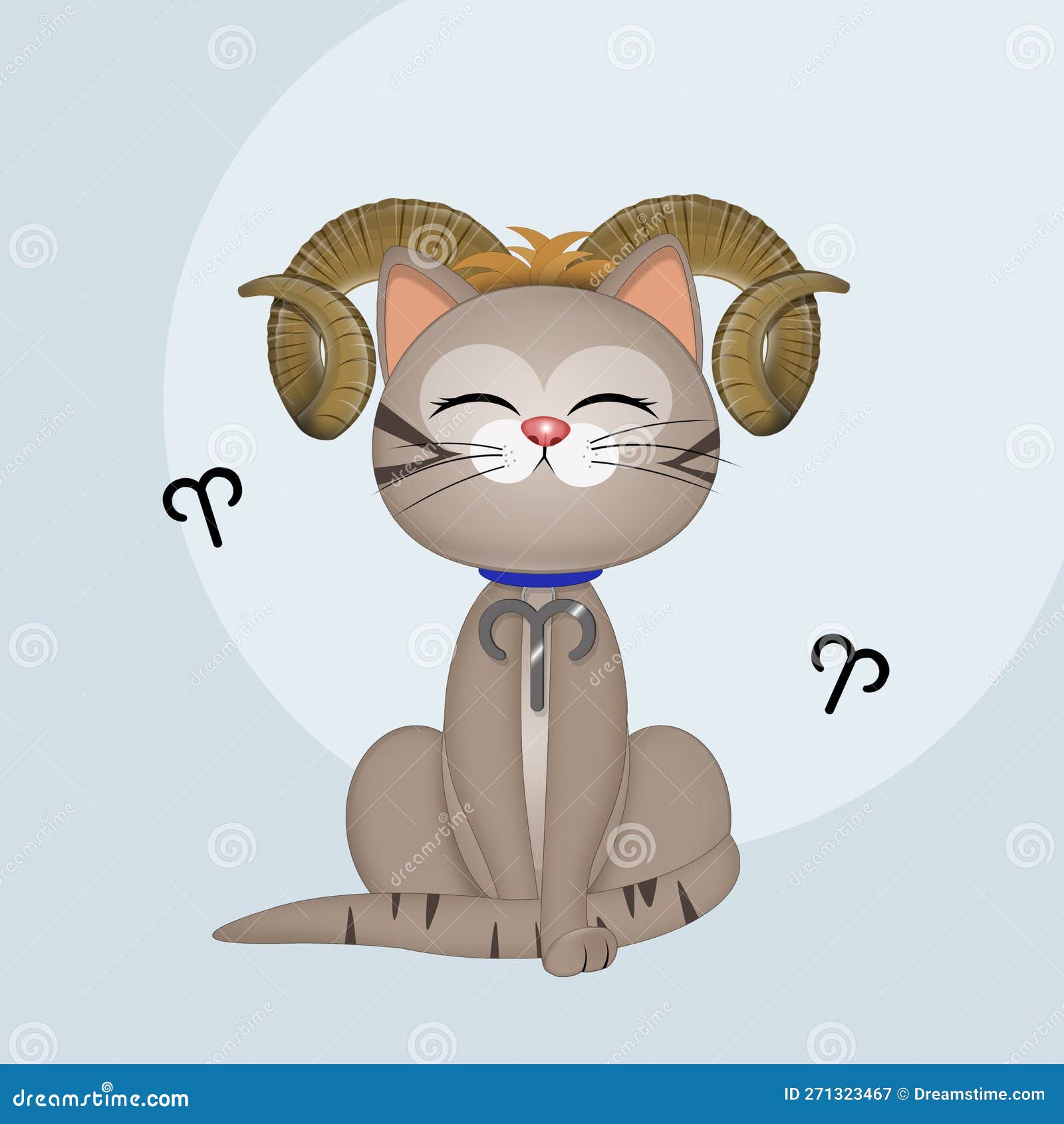 Illustration of Cat in the Zodiac Sign of Aries Stock Illustration ...