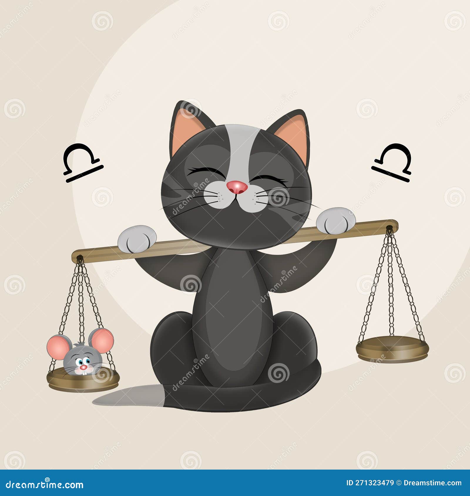 Illustration of Cat in the Zodiac Sign of Libra Stock Illustration ...