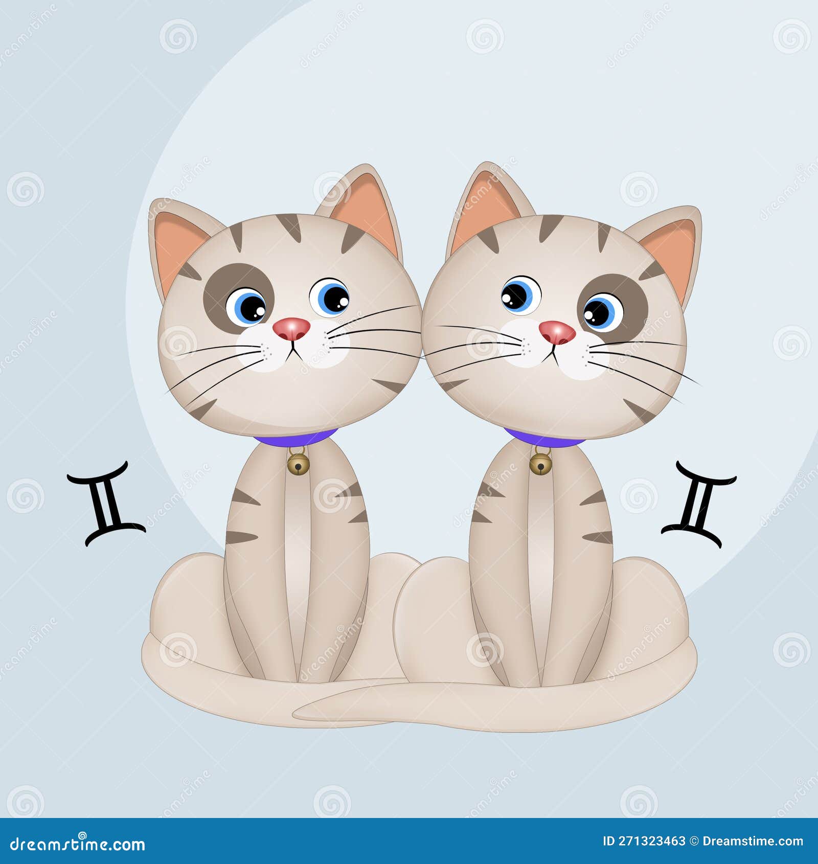 Illustration of Cat in the Zodiac Sign of Twins Stock Illustration ...