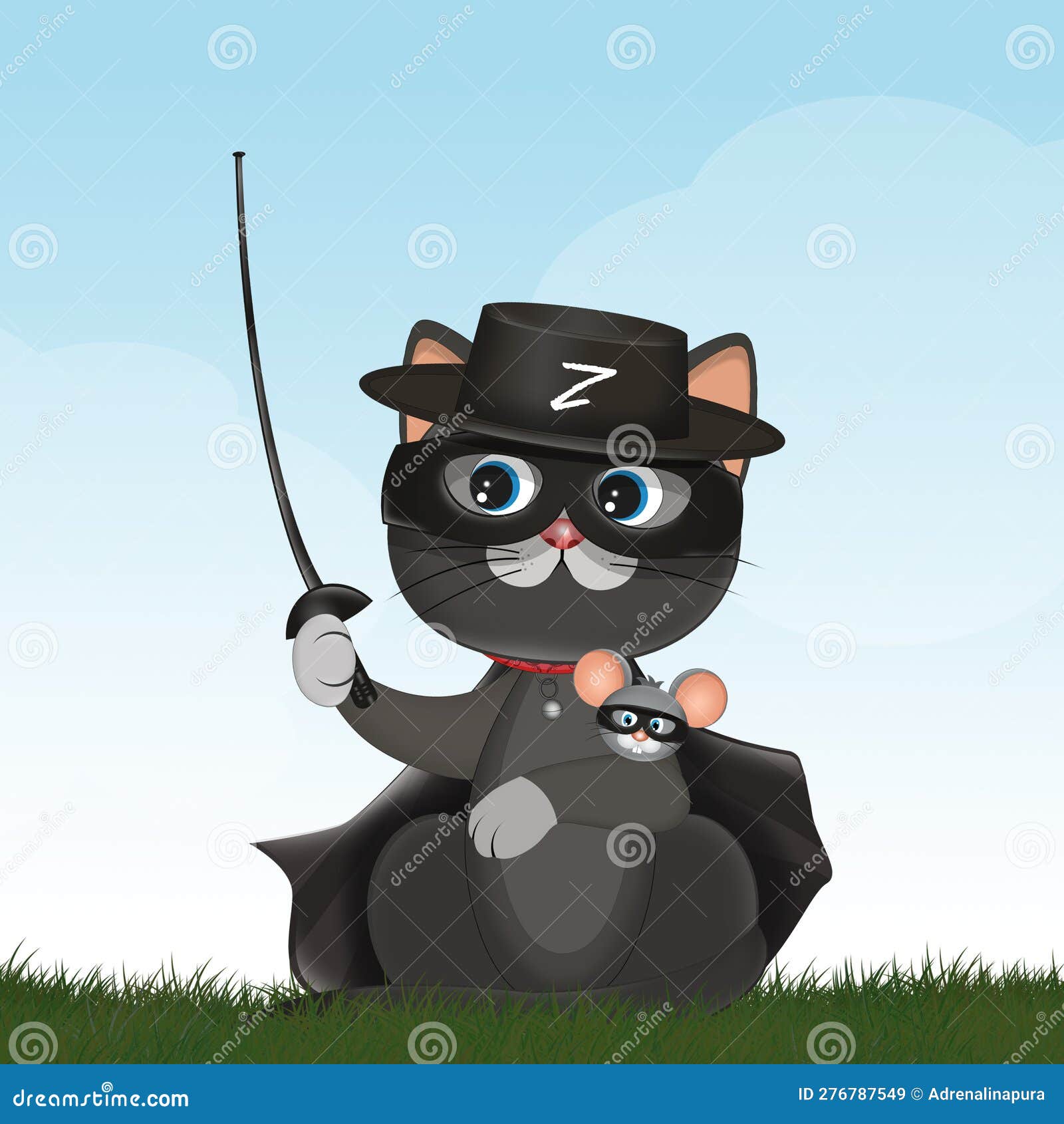 Illustration of Cat with Zorro Costume Stock Illustration ...