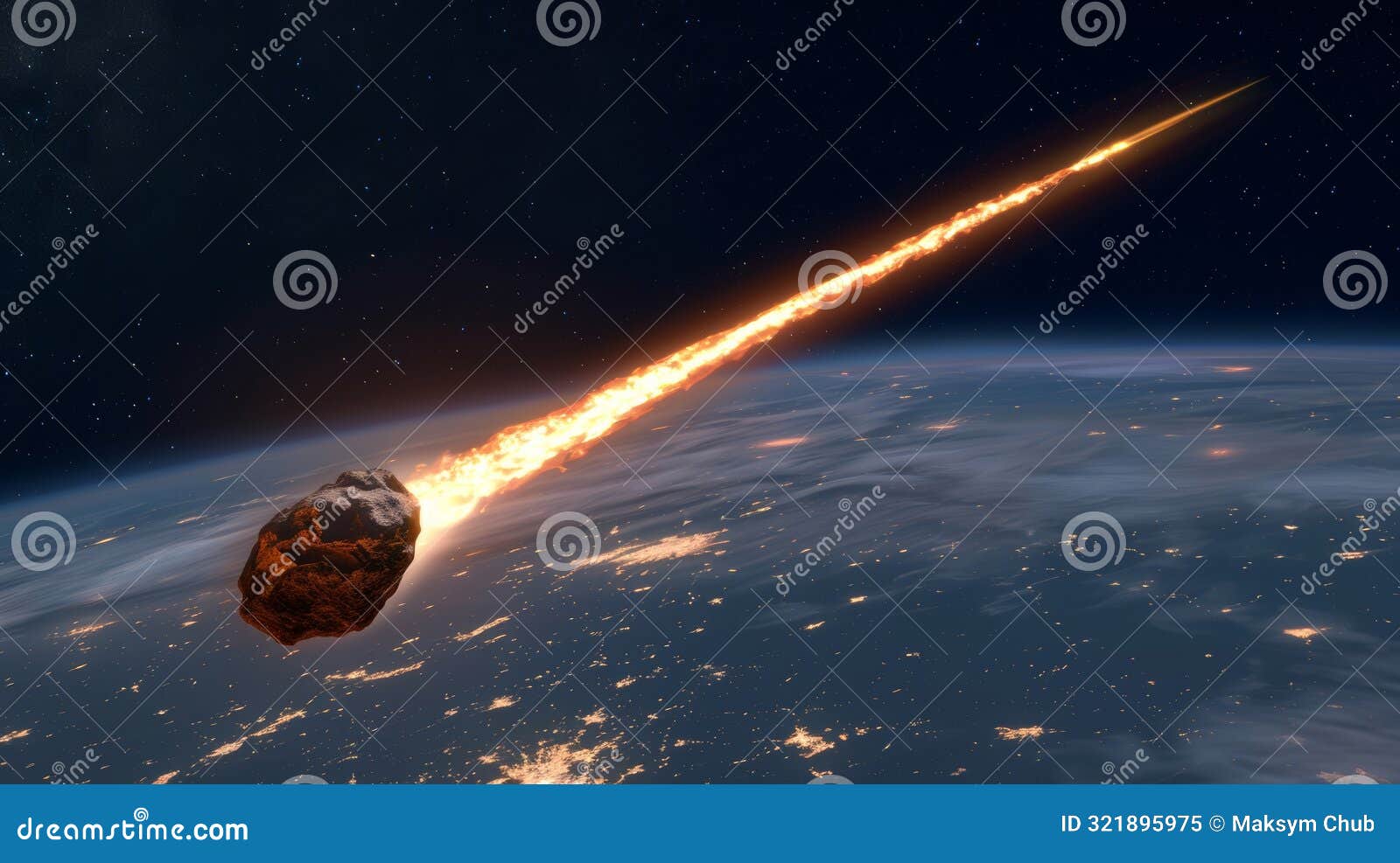 Illustration of Catastrophic Event Meteor Impact on Earth in a Dramatic ...