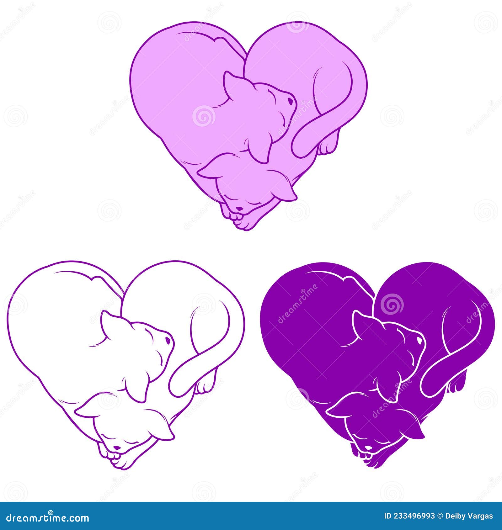 Illustration of Cats in Heart Shape Stock Vector - Illustration of ...