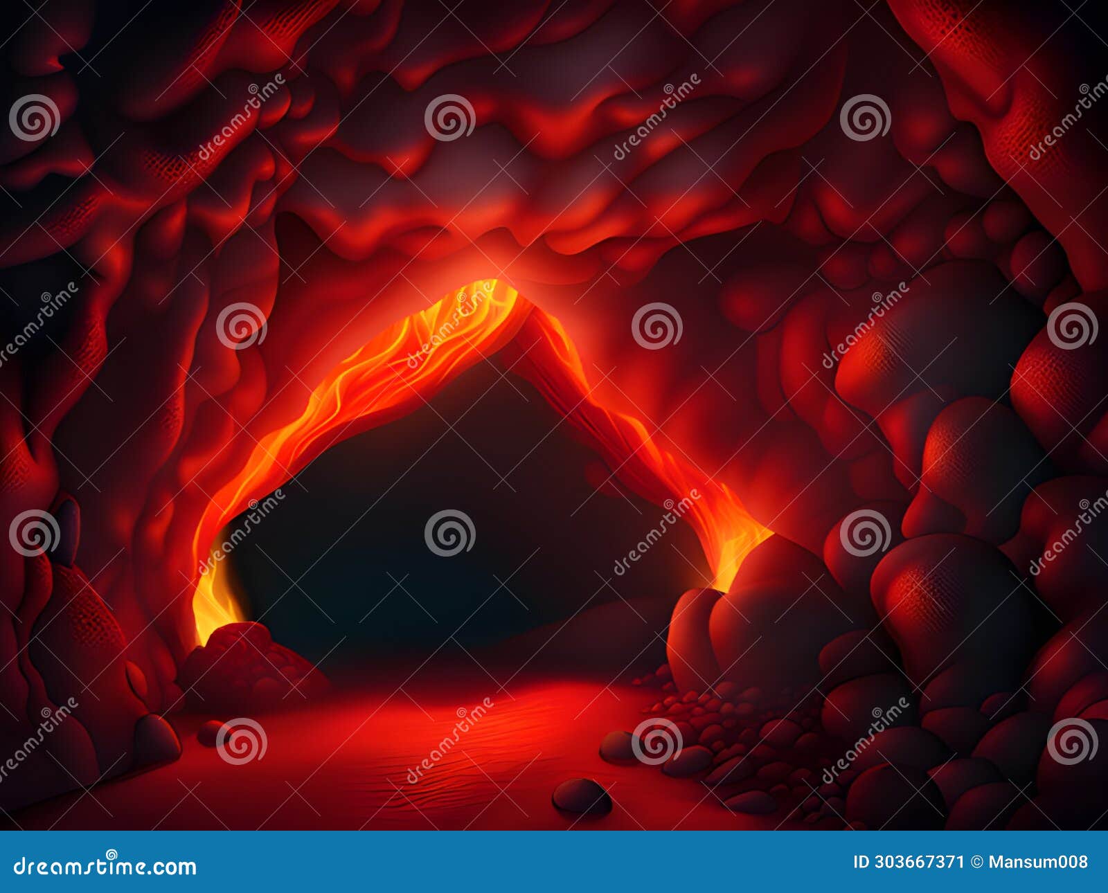 Illustration of a Cave with a Fire in a Cave Stock Illustration ...