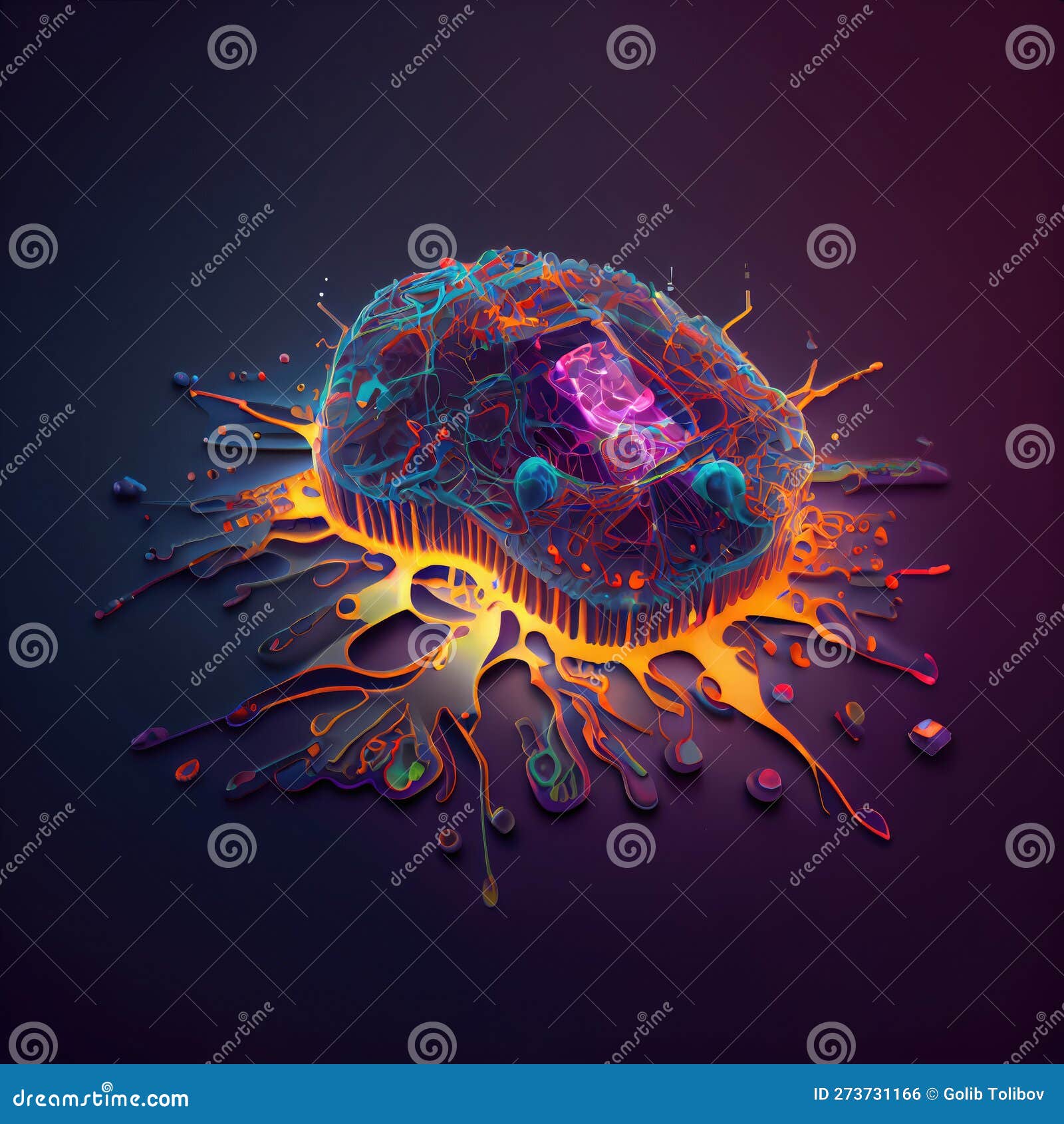 An Illustration of a Cell with a Bunch of Viruses. Generative AI Stock ...