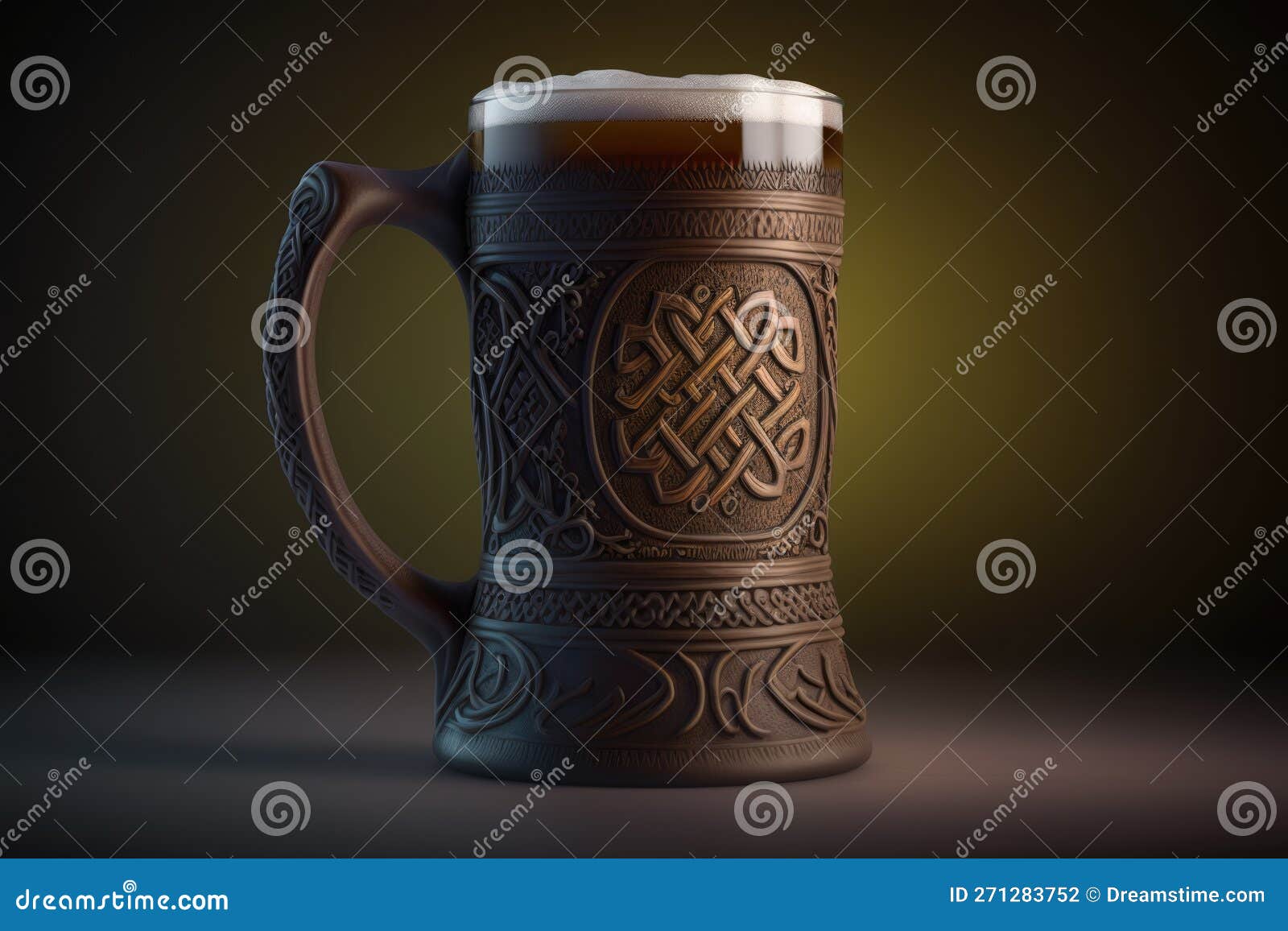 A Celtic Beer Mug with Some Foam Stock Illustration - Illustration of ...