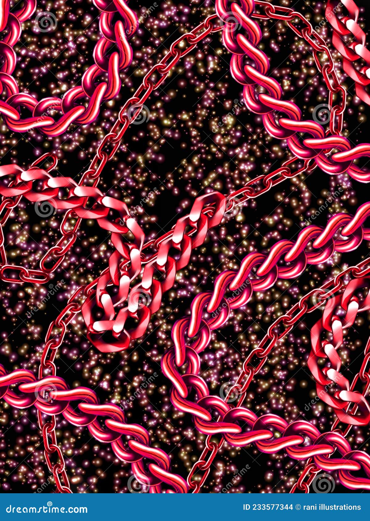 Illustration of a Chain with Bright Red Light. Stock Illustration ...