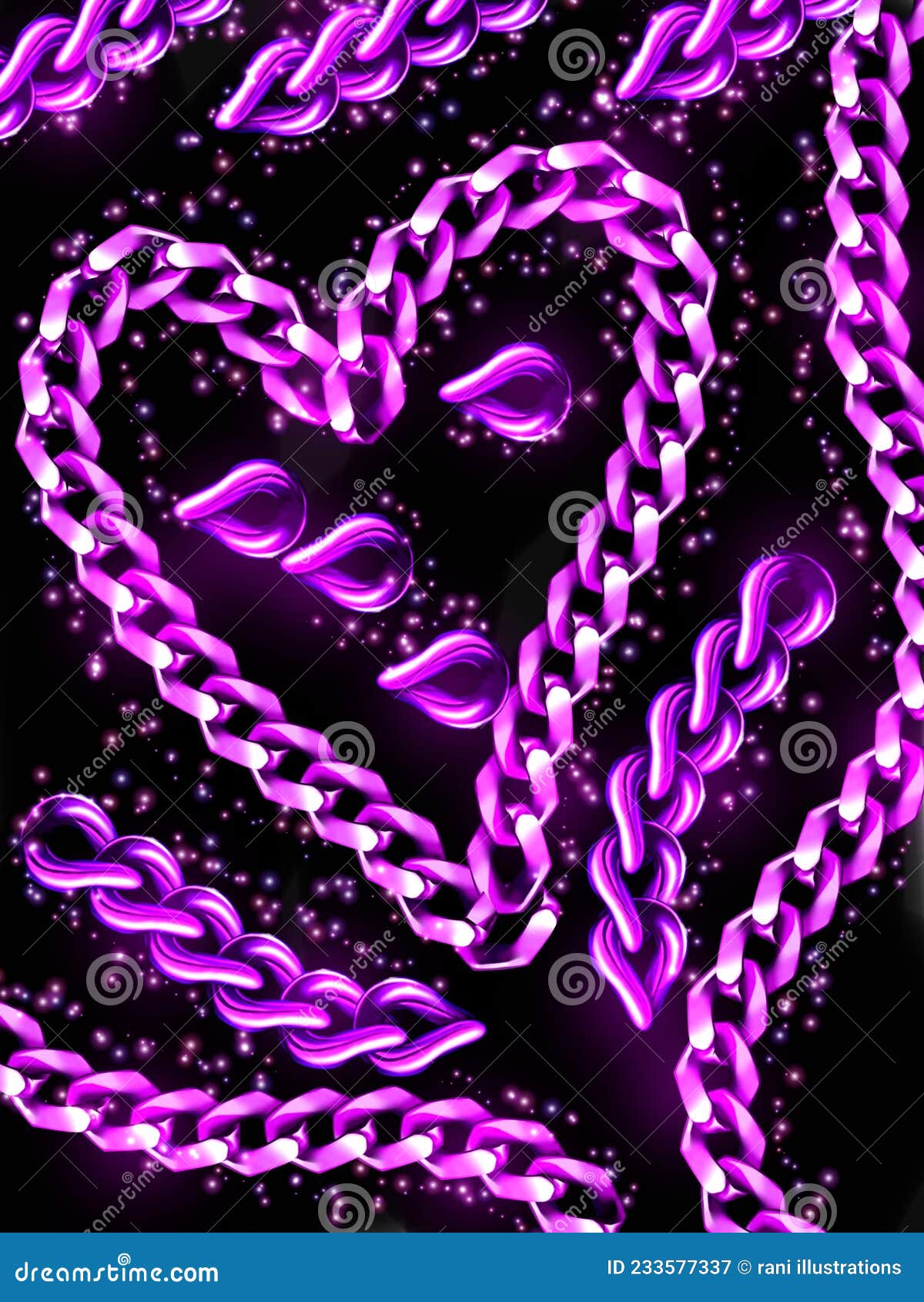 Illustration of Chain Image in Glowing Purple Color. Stock Illustration ...