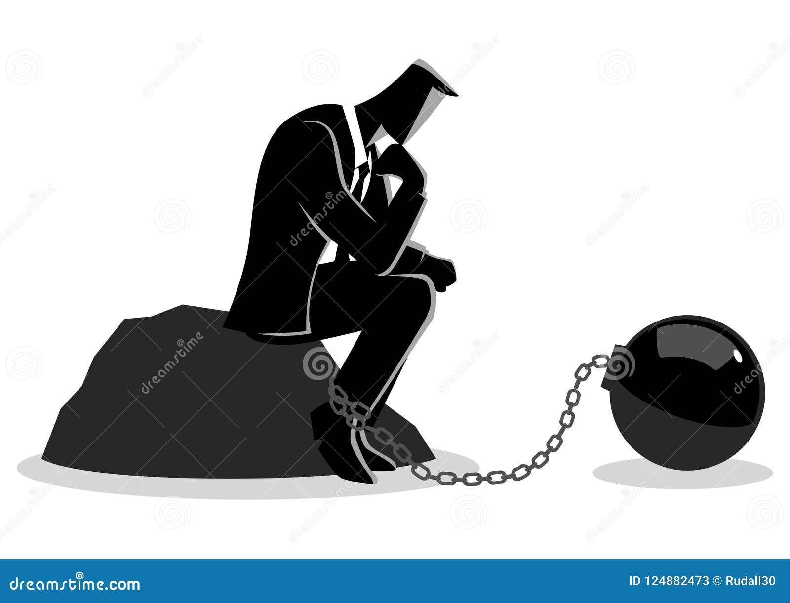 Chained Businessman Vector Concept In Flat Cartoon Style ...