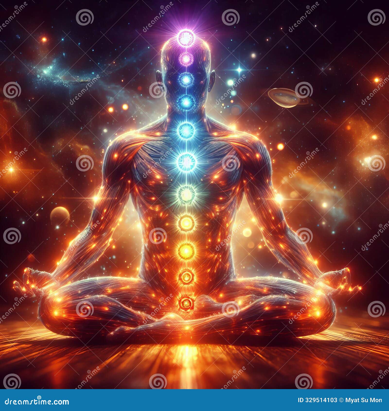Illustration of Chakra Points on Human Body Stock Illustration ...