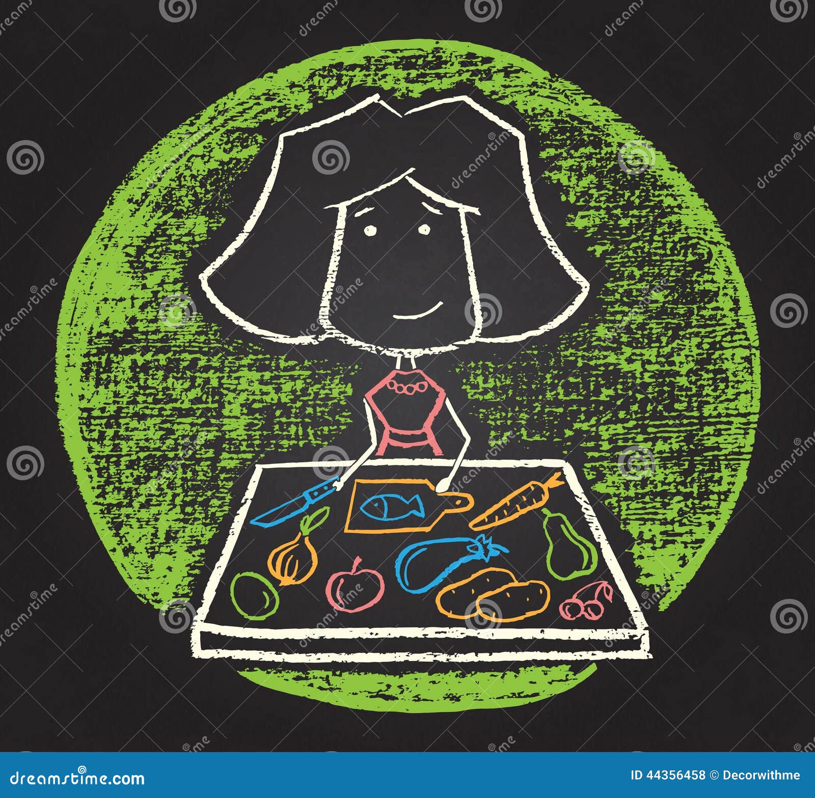 Illustration of Chalked Character Stock Vector - Illustration of fish ...
